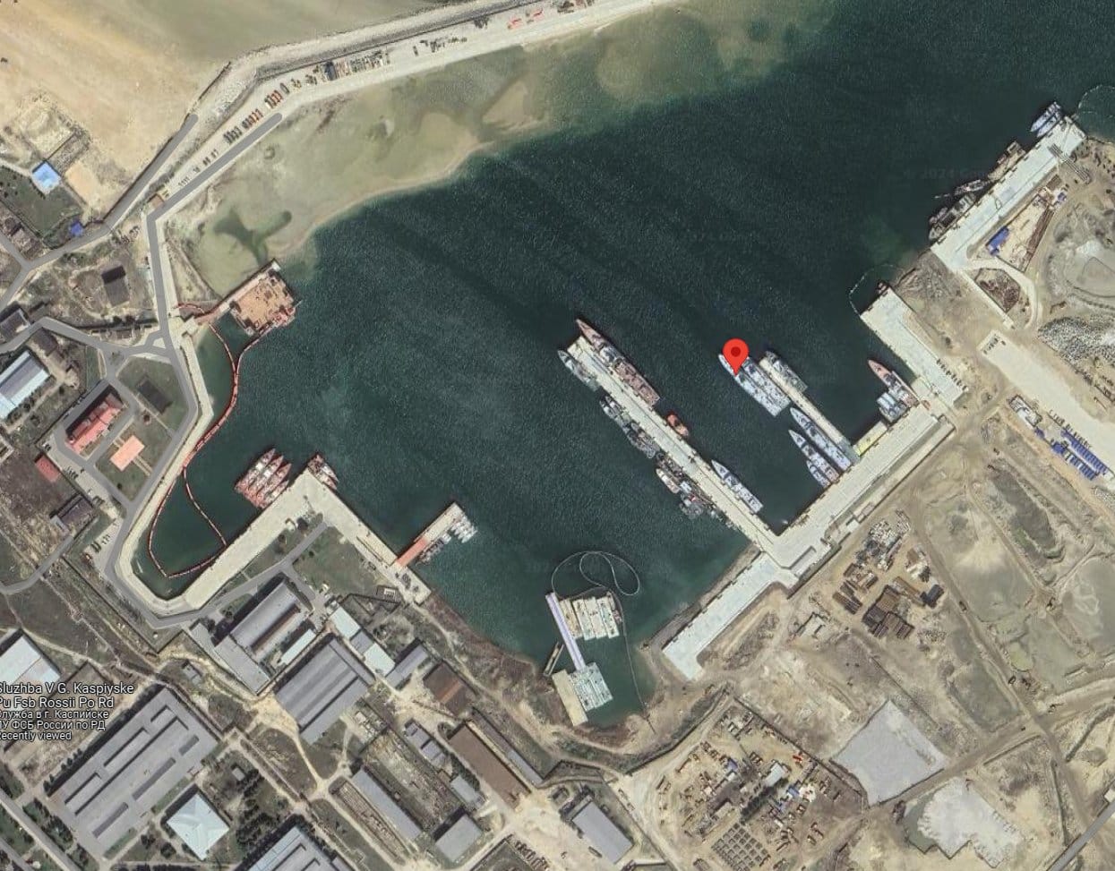 Ukrainian Drone Hits Russian Warship at Naval Base in the Caspian Sea